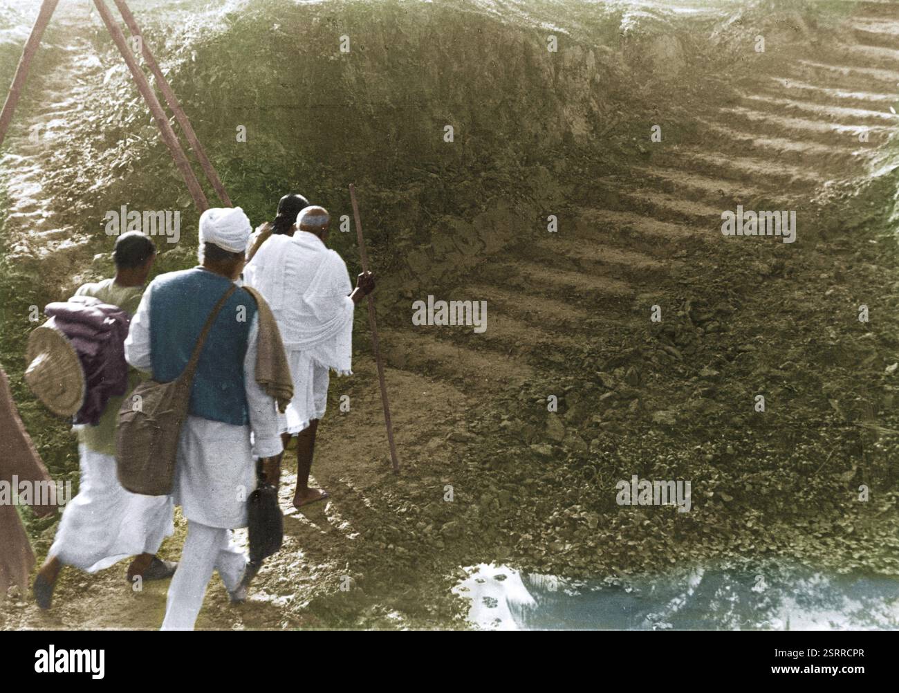 Mahatma Gandhi in village after Hindu Muslim riots, East Bengal, India ...