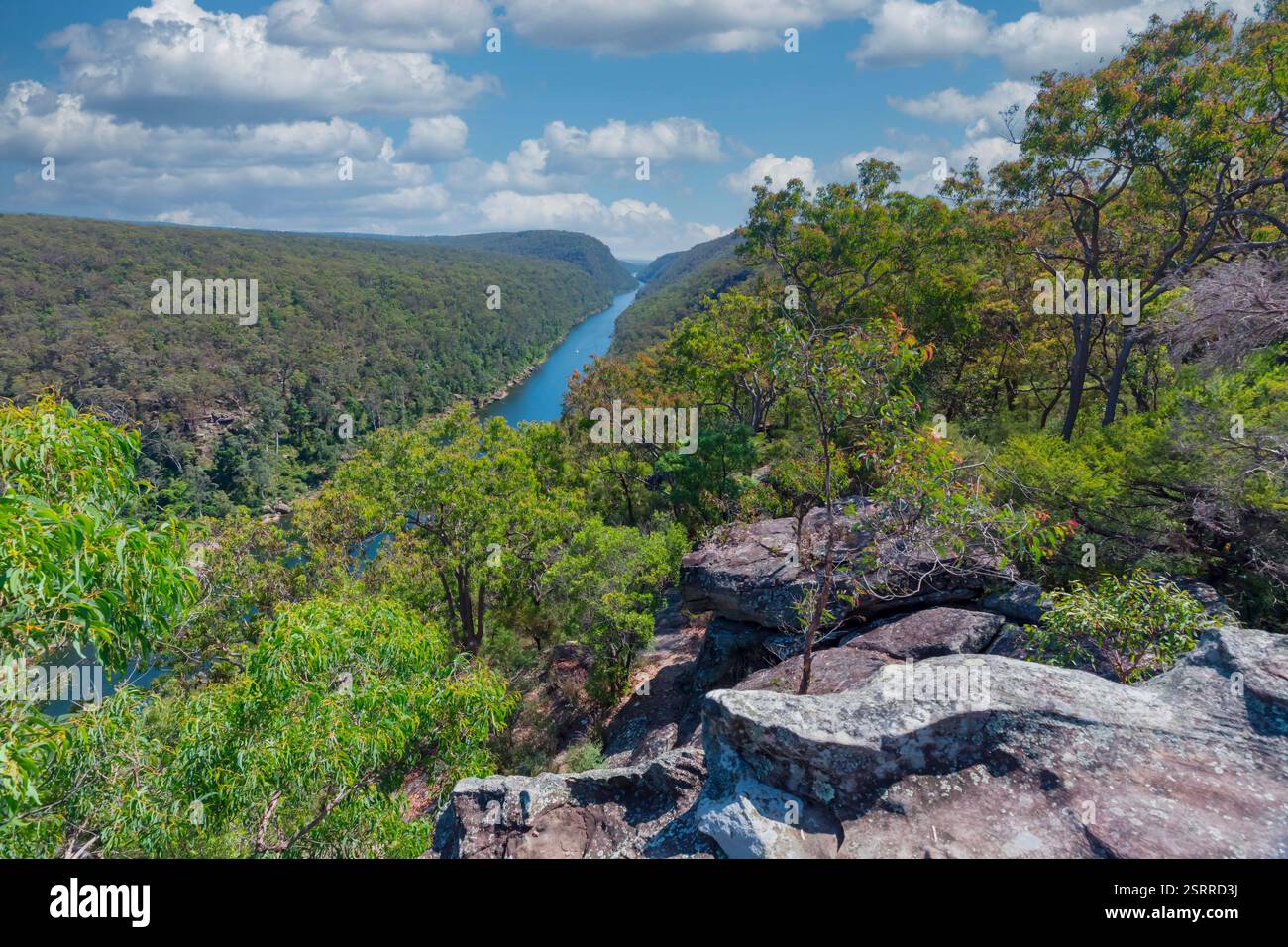 Photograph of the Nepean River under a cloudy blue sky from The Rock ...