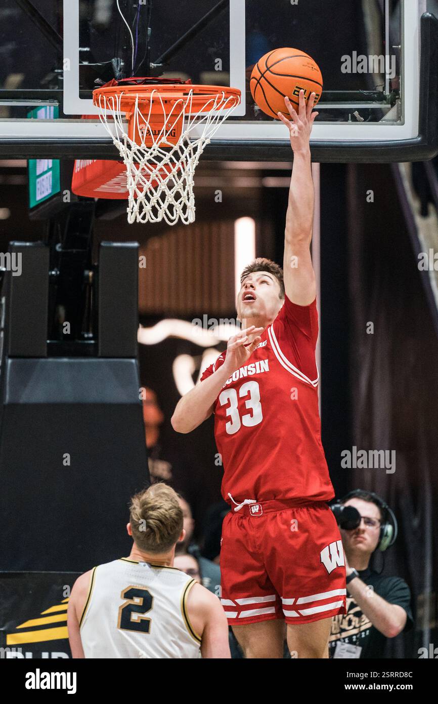 West Lafayette, Indiana, USA. 15th Feb, 2025. Wisconsin guard JACK ...