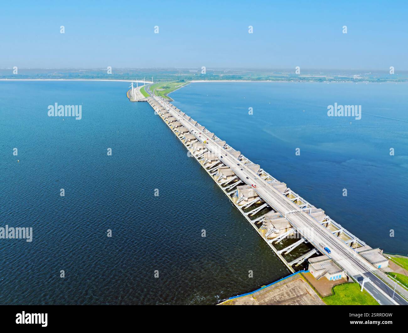 Aerial from the Haringvliet dam in the Netherlands Stock Photo - Alamy