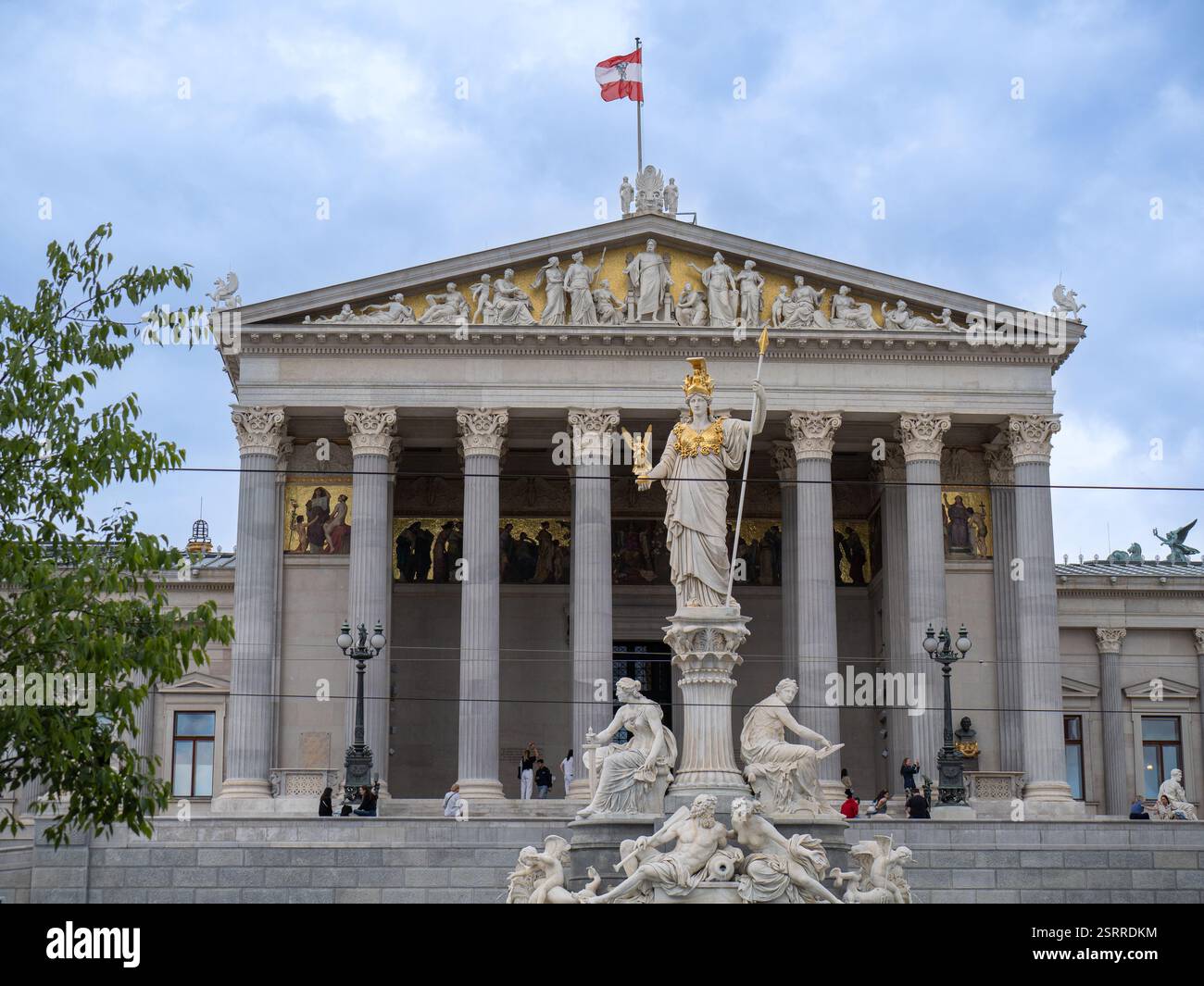 Facade of Neoclassical Parliament Building in Vienna with its Iconic ...