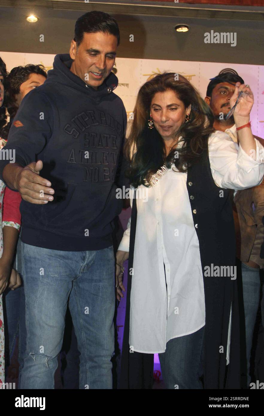 Bollywood actors Akshay Kumar and Dimple Kapadia during the music ...