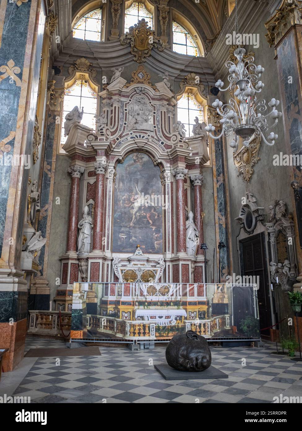 Baroque Altar and Marble Columns of Bressanone Cathedral, Italy Stock ...