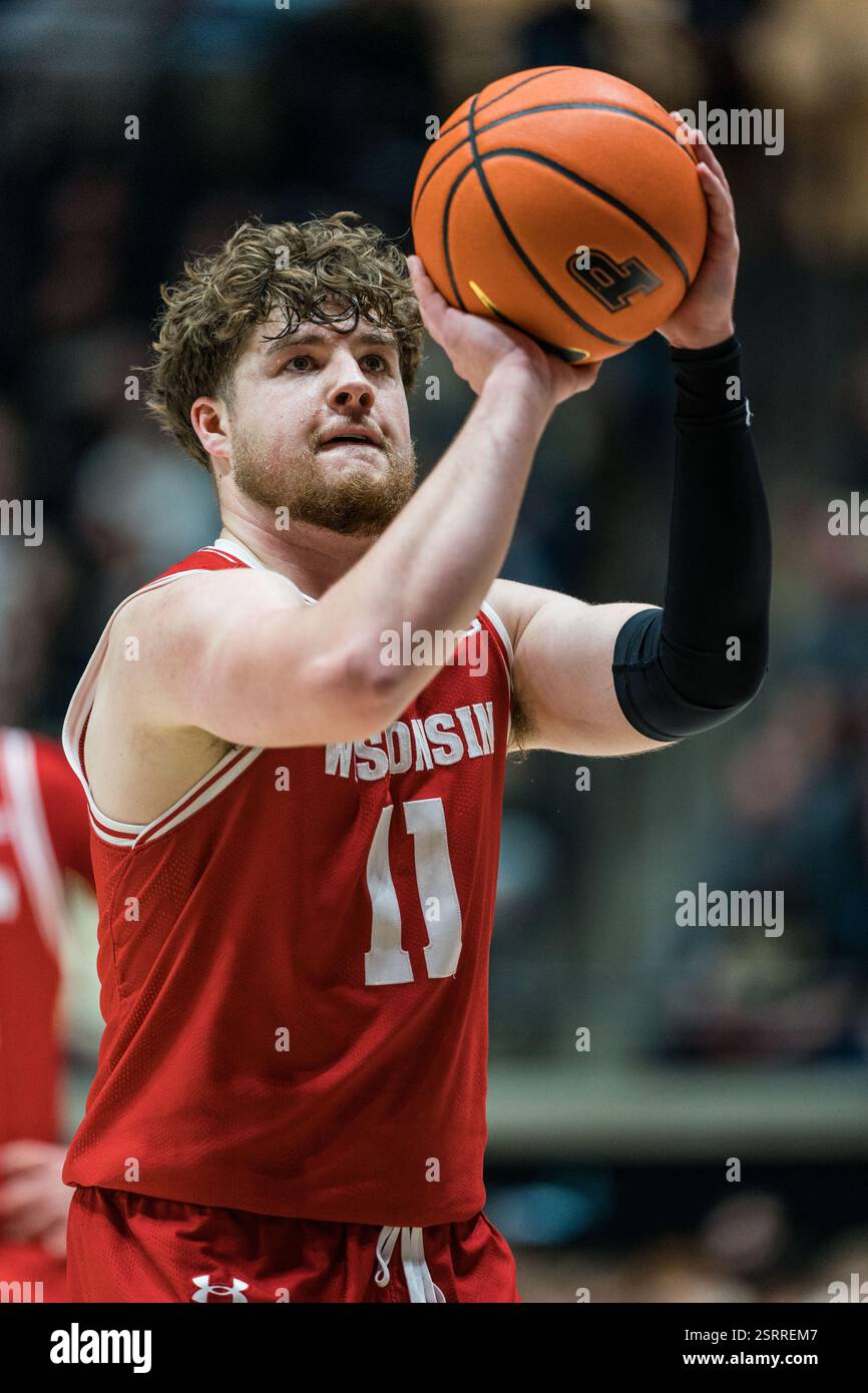 West Lafayette, Indiana, USA. 15th Feb, 2025. Wisconsin guard MAX ...