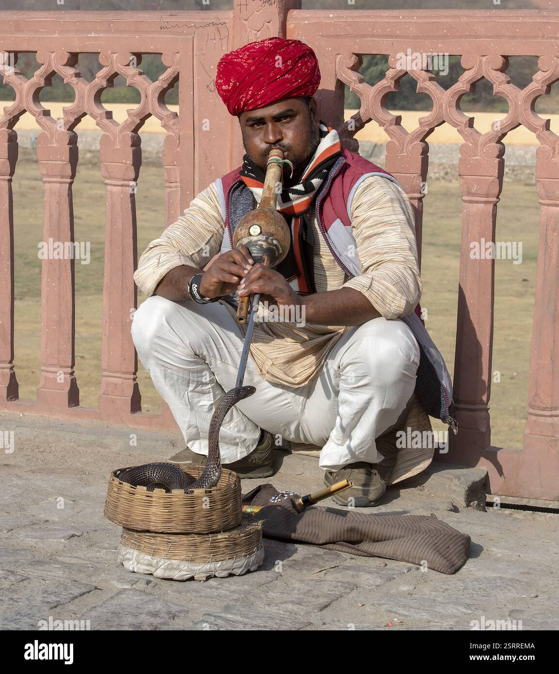 Man, turban, flute, snake, snake charmer in Jaipur, Rajasthan, India ...