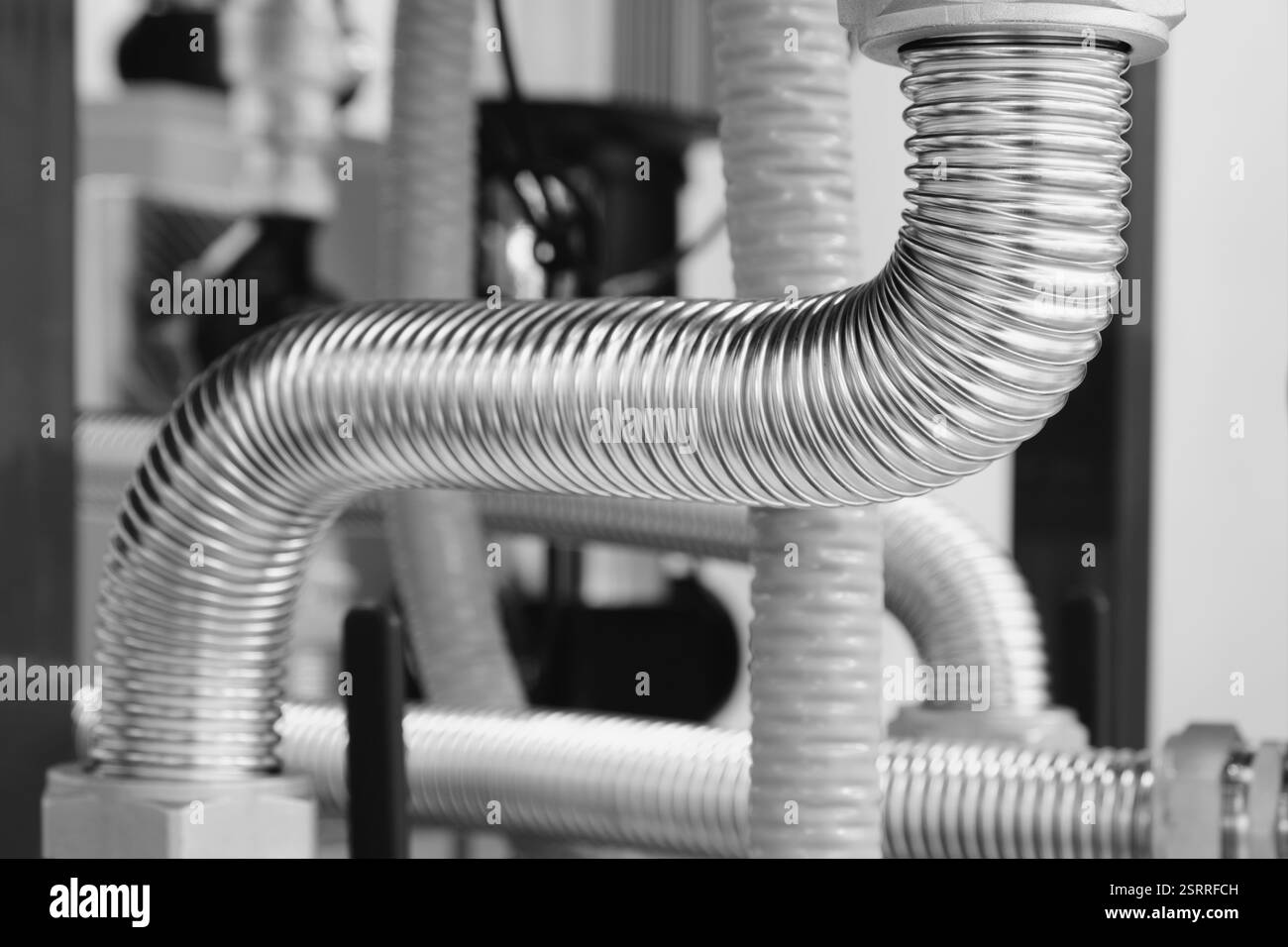 Water supply wiring in the boiler room, metal and plastic pipes ...