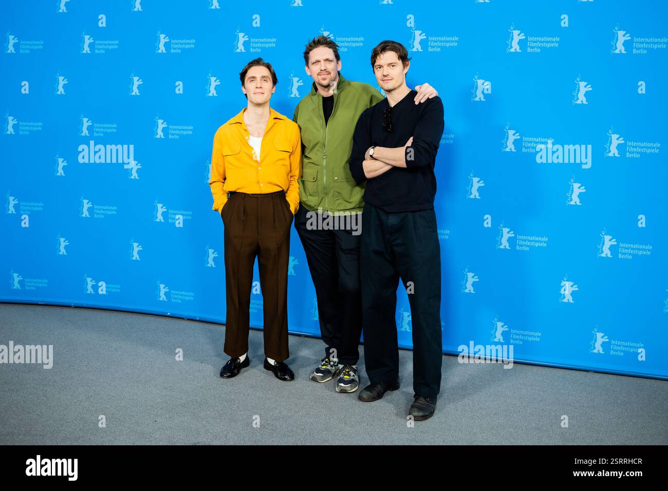 16 February 2025, Berlin: Jack Farthing (l-r), actor, Jan-Ole Gerster ...