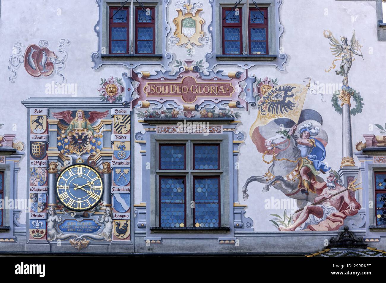 Detail of the Old Town Hall with decorative wall paintings in Gothic ...