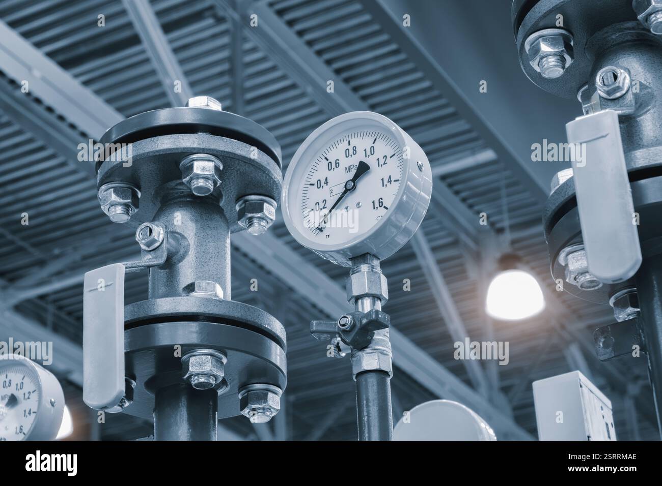 Water supply wiring in the boiler room, metal and plastic pipes ...
