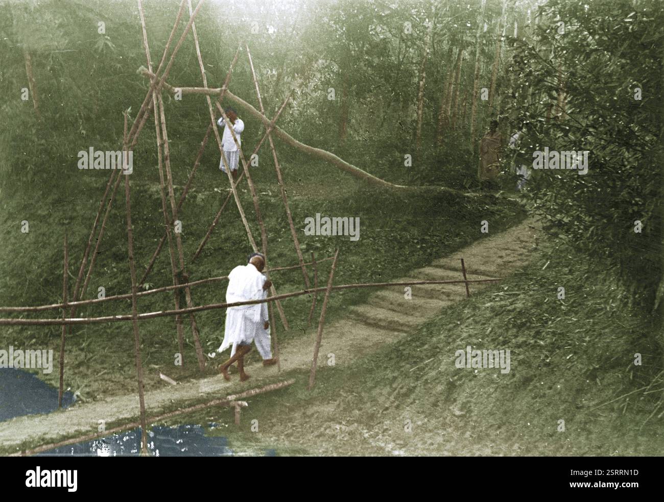 Mahatma Gandhi in village after Hindu Muslim riots, East Bengal, India ...