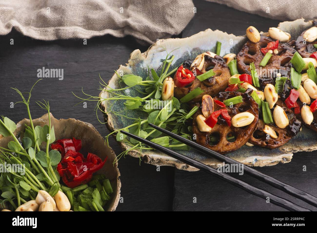 Lotus Root Deep fried with Sauce Japanese Food Stock Photo - Alamy