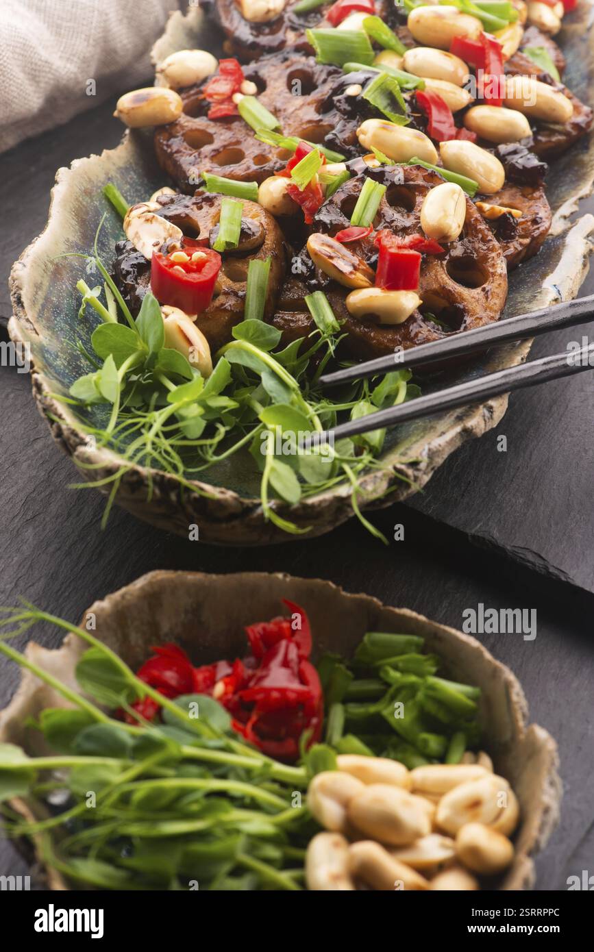 Lotus Root Deep fried with Sauce Japanese Food Stock Photo - Alamy
