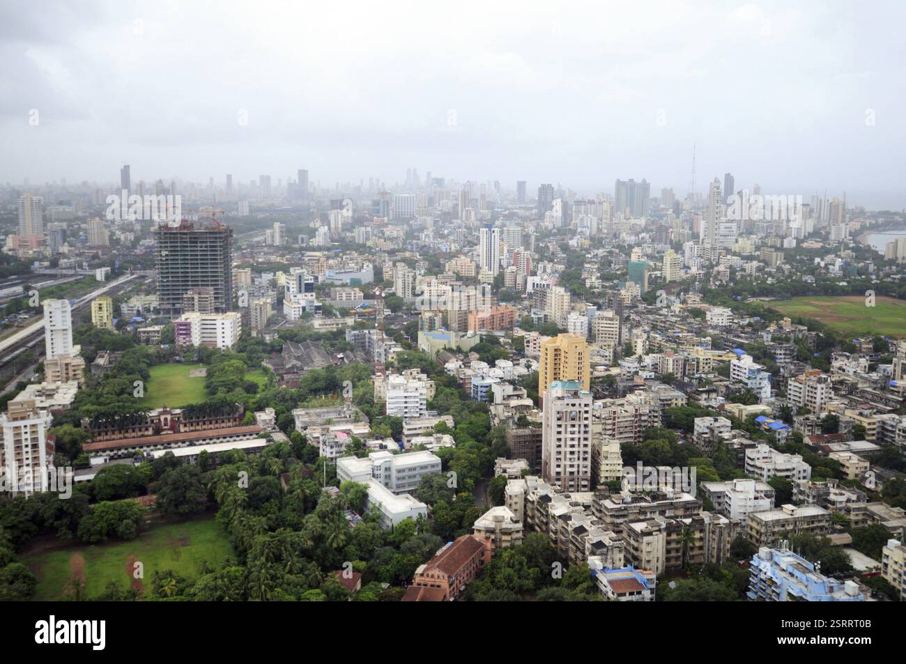 Aerial view of ruparel college and mahim and shivaji Park, Bombay ...