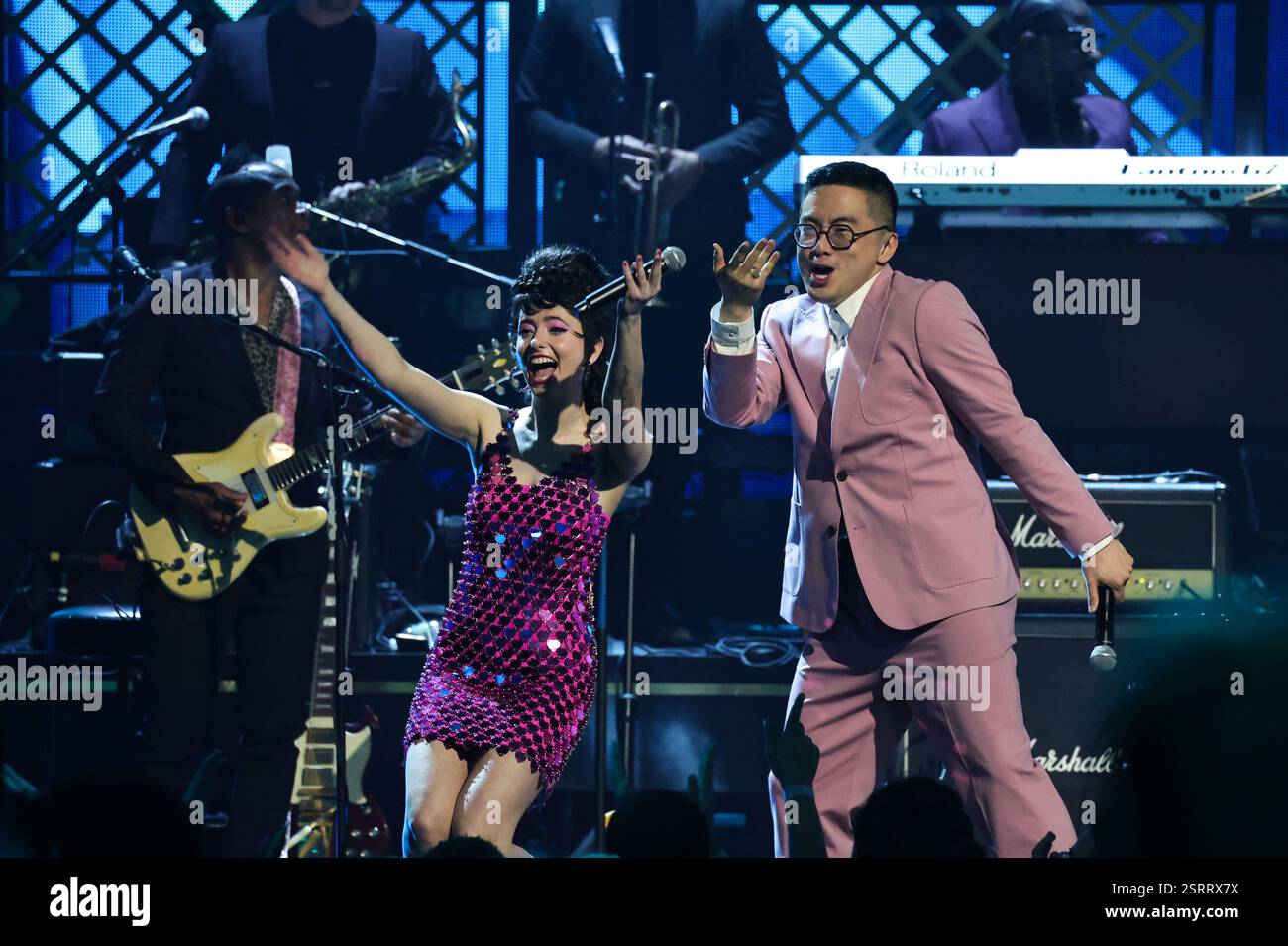 New York, USA. 14th Feb, 2025. SNL50: THE HOMECOMING CONCERT -- Pictured: (l-r) Sarah Sherman ...