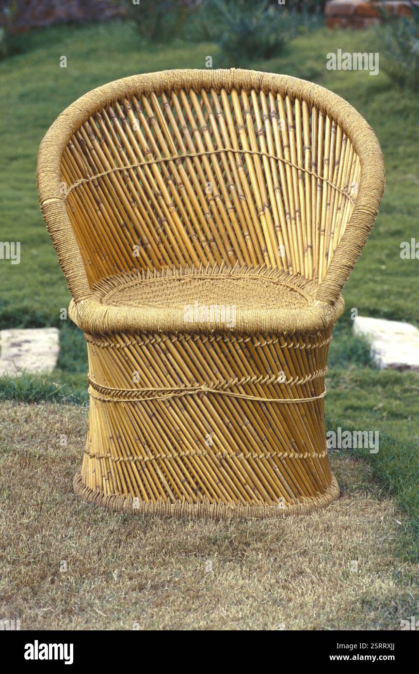 Cane chair at garden, handicraft, Gujarat, India, Asia Stock Photo - Alamy