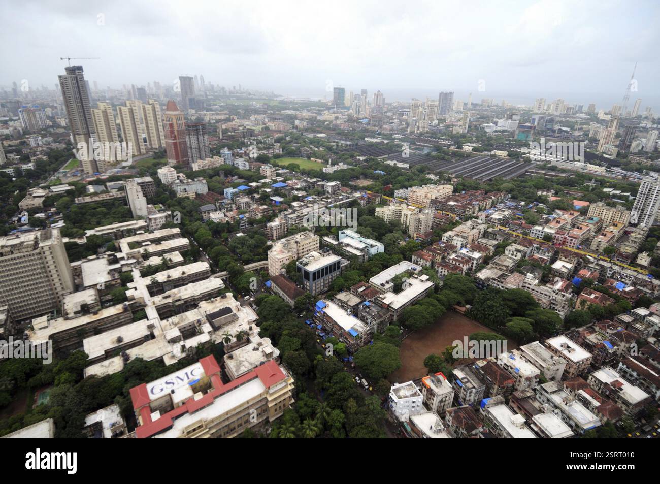Aerial view of kem. hospital and parel with lalbaug, Bombay Mumbai ...