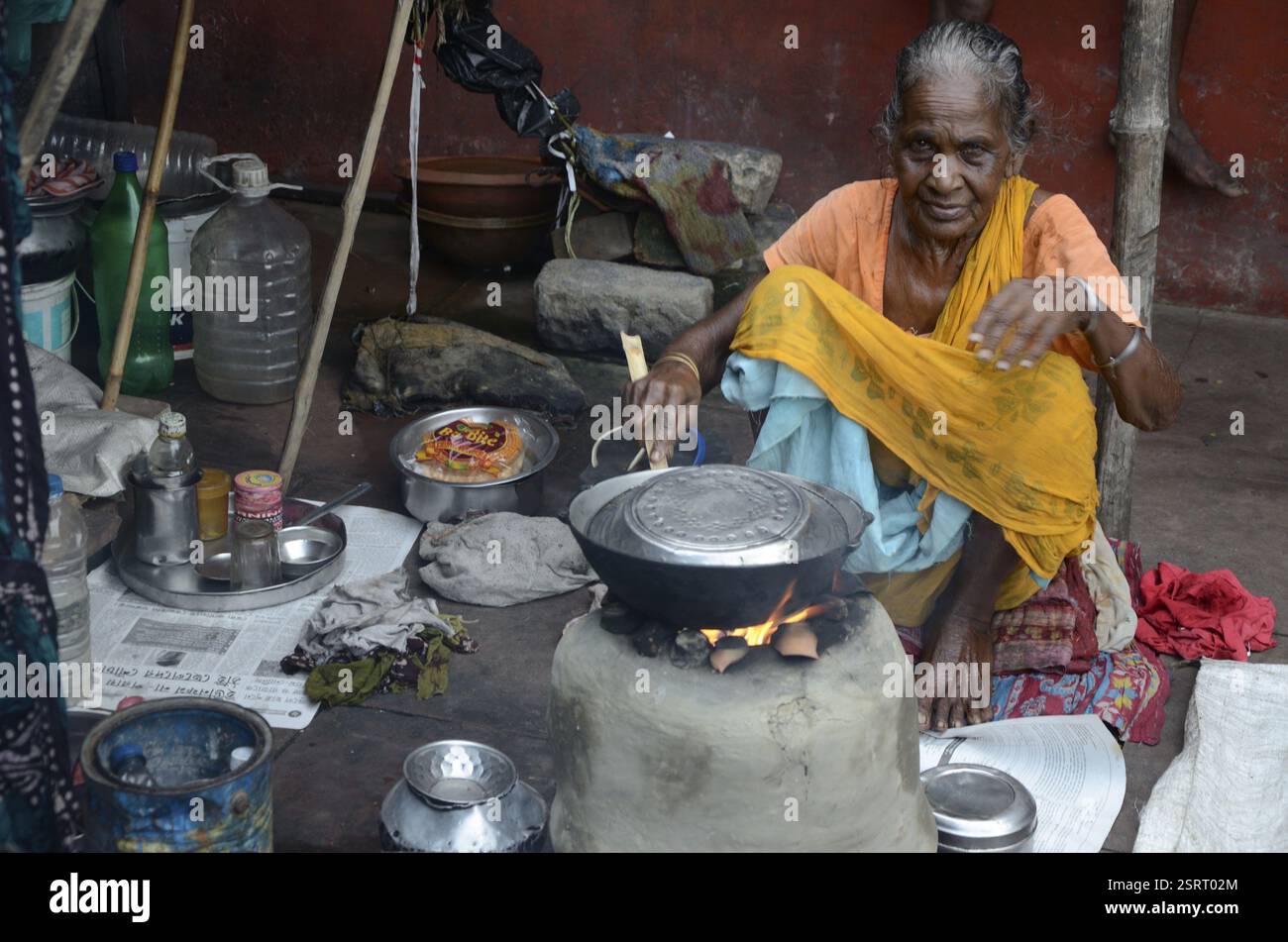 Woman cooking, Mullick ghat, Kolkata, West Bengal, India, Asia Stock ...