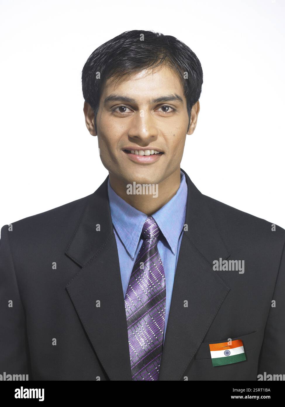 Executive used national flag of India on black coat MR Stock Photo - Alamy