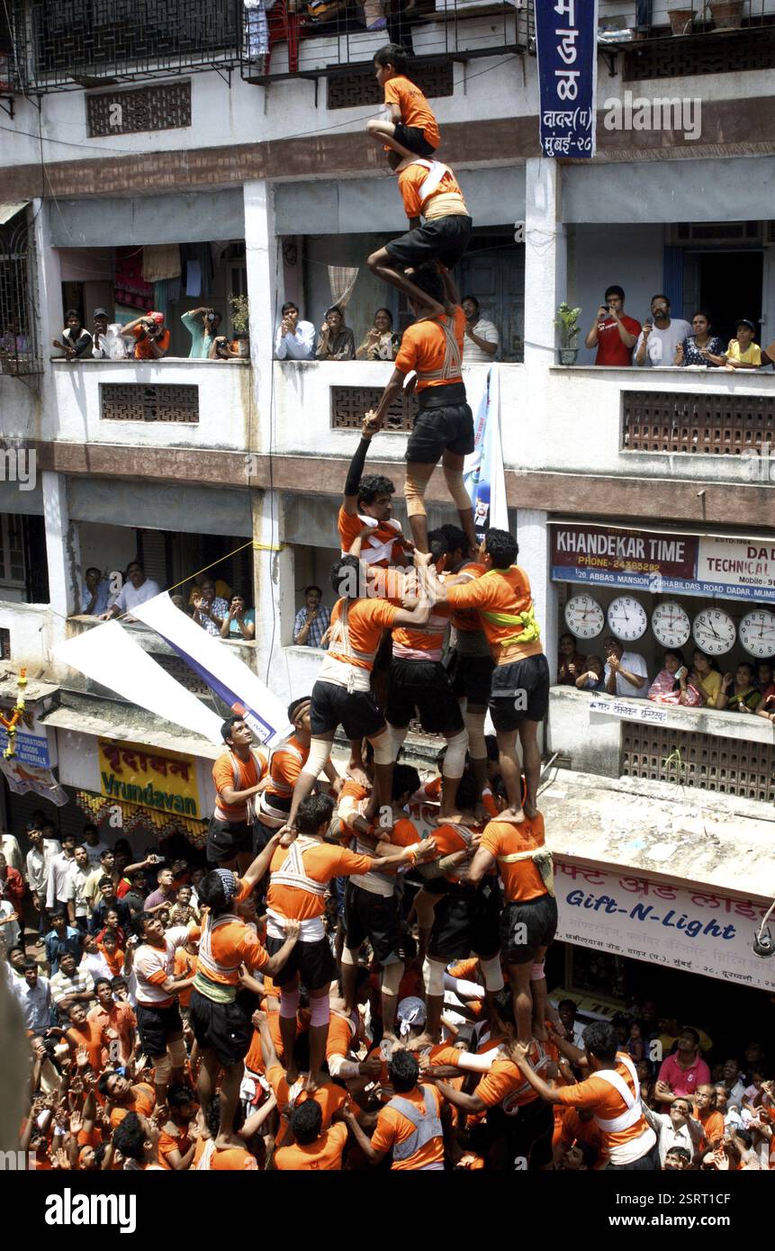 Govinda Breaking Dahi Handi Human Pyramid Festival Mumbai Maharashtra ...
