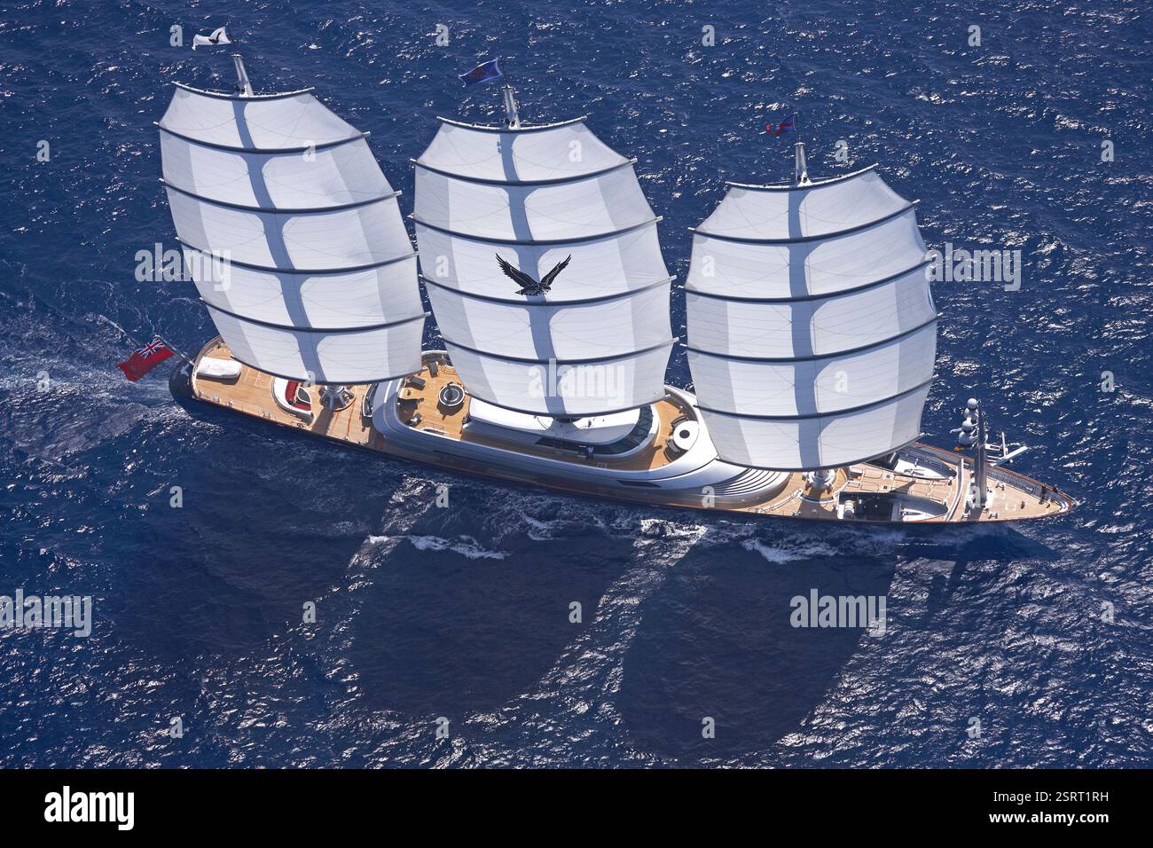 Aerial photo of Luxury Sailing Yacht Maltese Falcon with Unique Tri ...