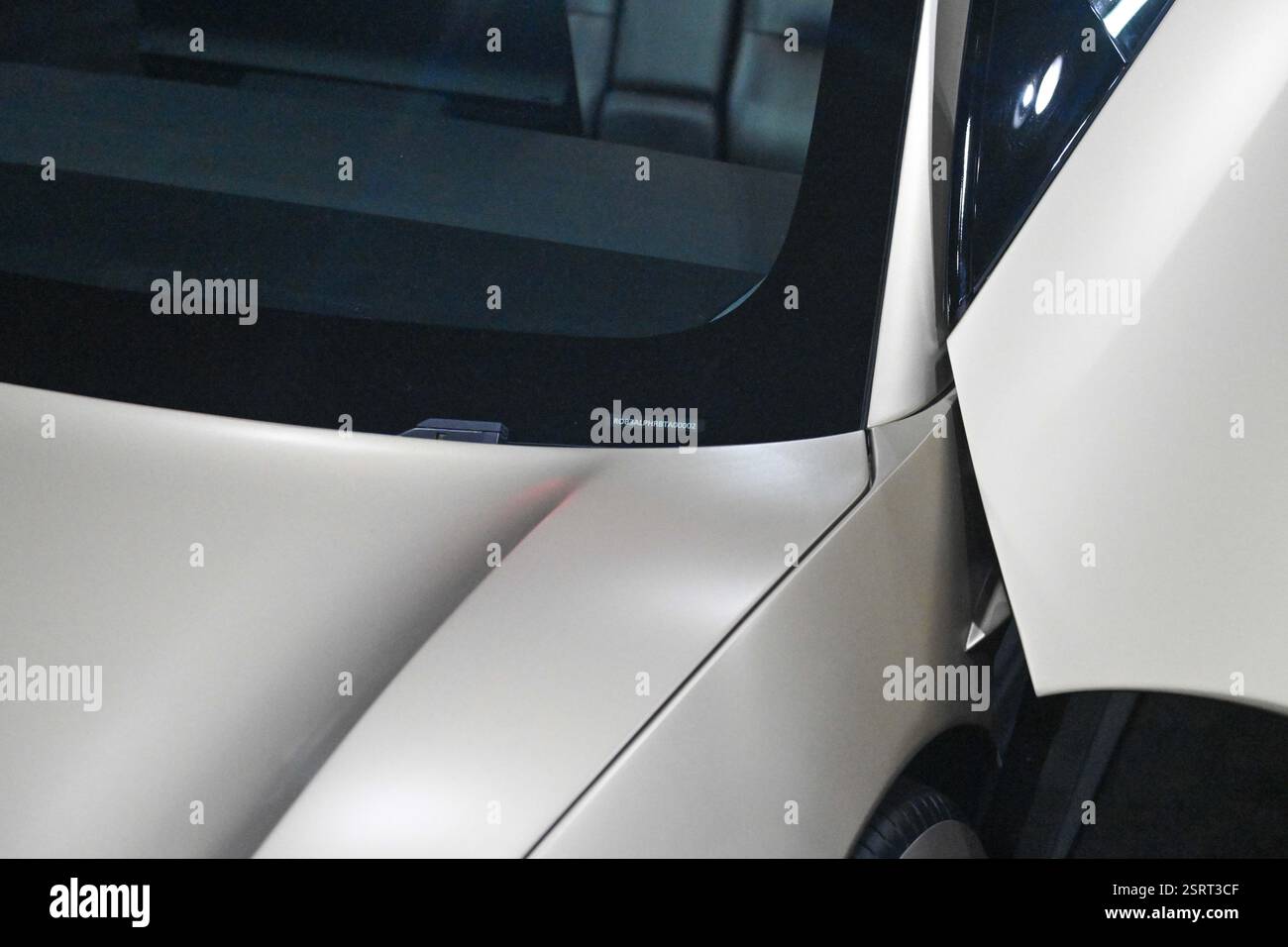 General overall view of the Tesla Cybercab on display at the LA Auto ...