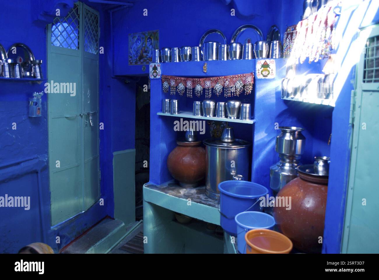 Blue house with parinda in brahmapuri, Jodhpur, Rajasthan, India, Asia ...