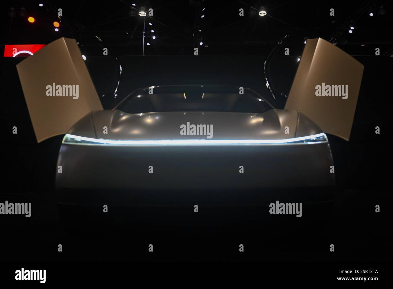 General overall view of the Tesla Cybercab on display at the LA Auto ...