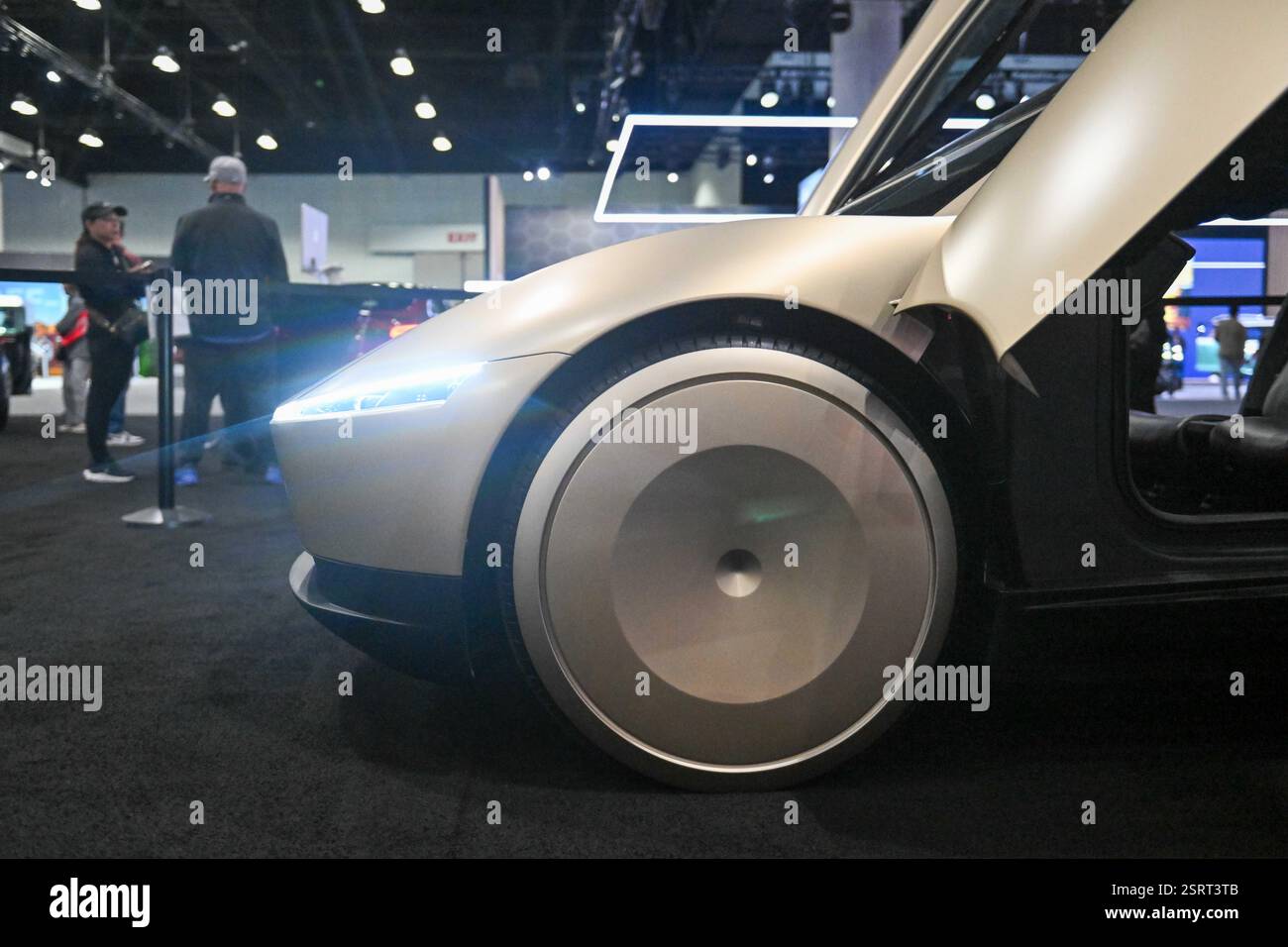 General overall view of the Tesla Cybercab on display at the LA Auto ...