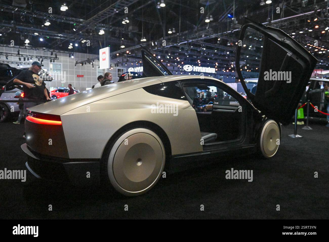 General overall view of the Tesla Cybercab on display at the LA Auto ...