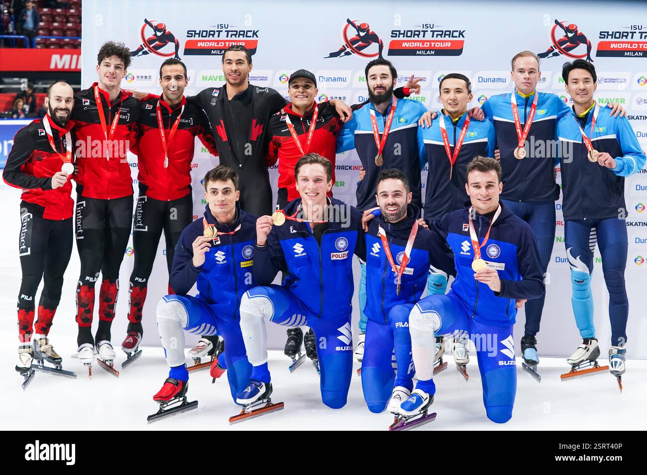 MILAN, ITALY - FEBRUARY 16: Steven Dubois of Canada, Felix Roussel of ...