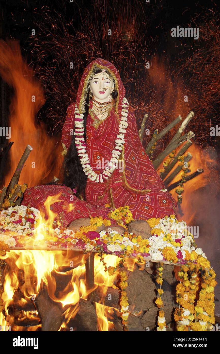 Holika and prahlad in holika dahan, Jodhpur, Rajasthan, India, Asia ...