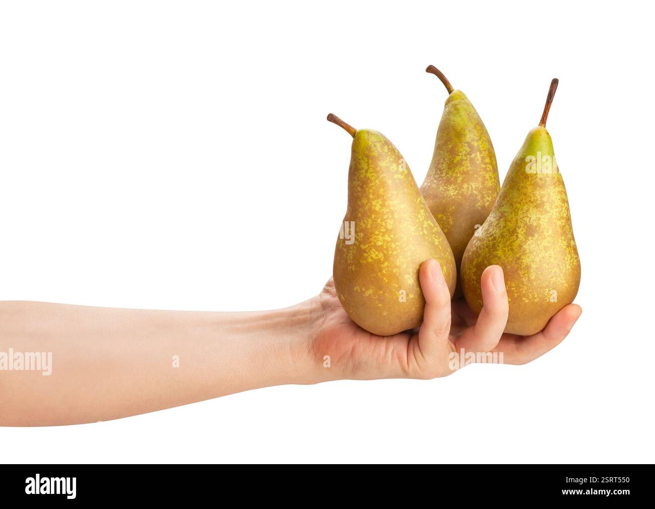 Pear in hand on Cut Out Stock Images & Pictures - Alamy