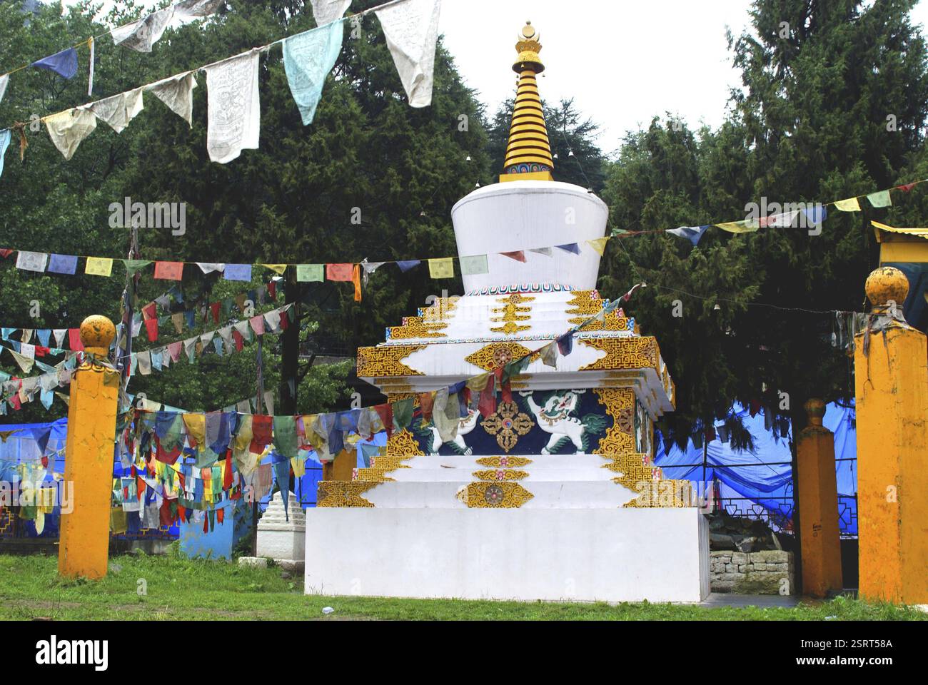 Chorten in campus of tibetan monastery in Manali, Himachal Pradesh ...