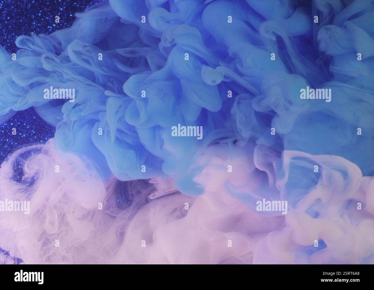 Paint fume. Abstract smoky. Defocused blue pink color splashes ink ...