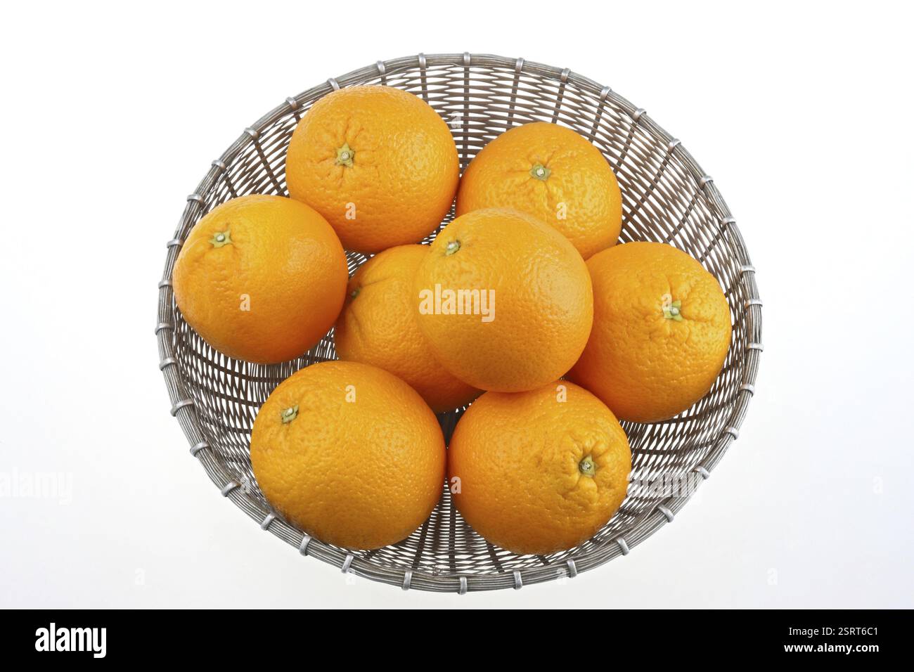 Eight oranges in a metal basket citrus reticulata clementin rutaceae ...