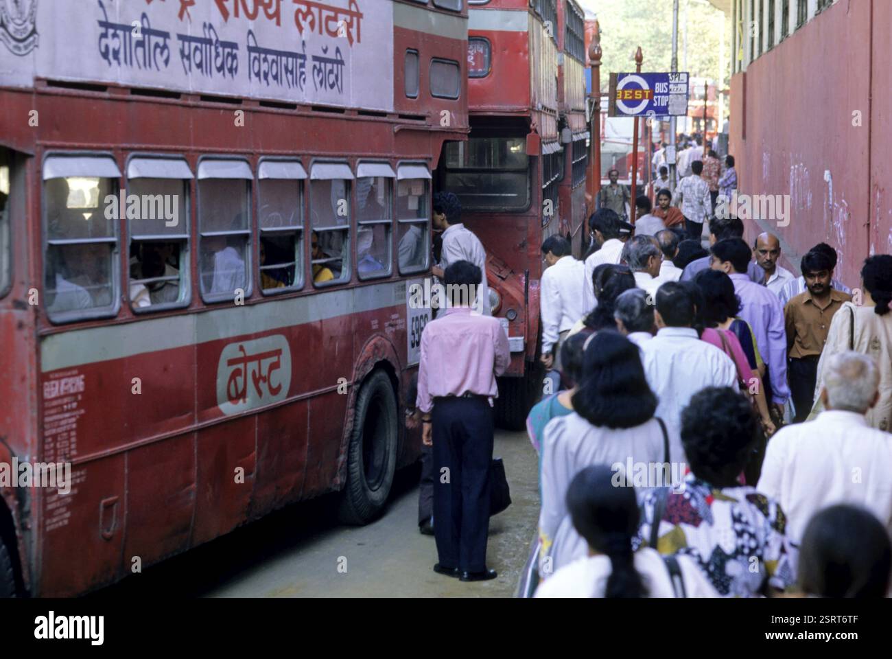 Passengers boarding in bus, bus stop at churchgate, bombay mumbai ...
