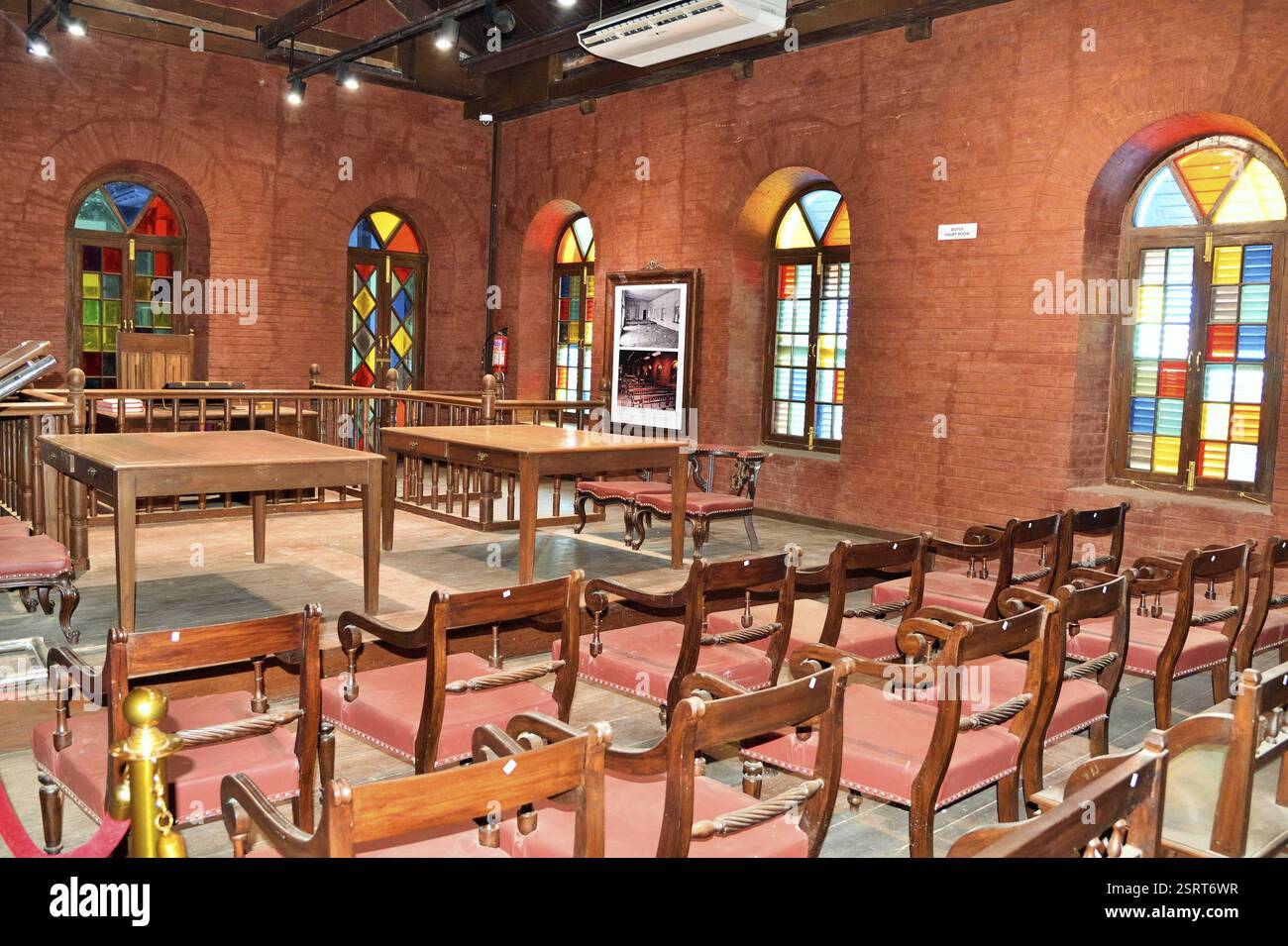 Court room with colored glass windows, Old Fort, Surat, Gujarat, India ...