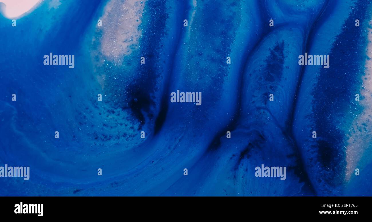 Shimmering dust. Sand paint. Blue acrylic mass sparkling flow smooth ...