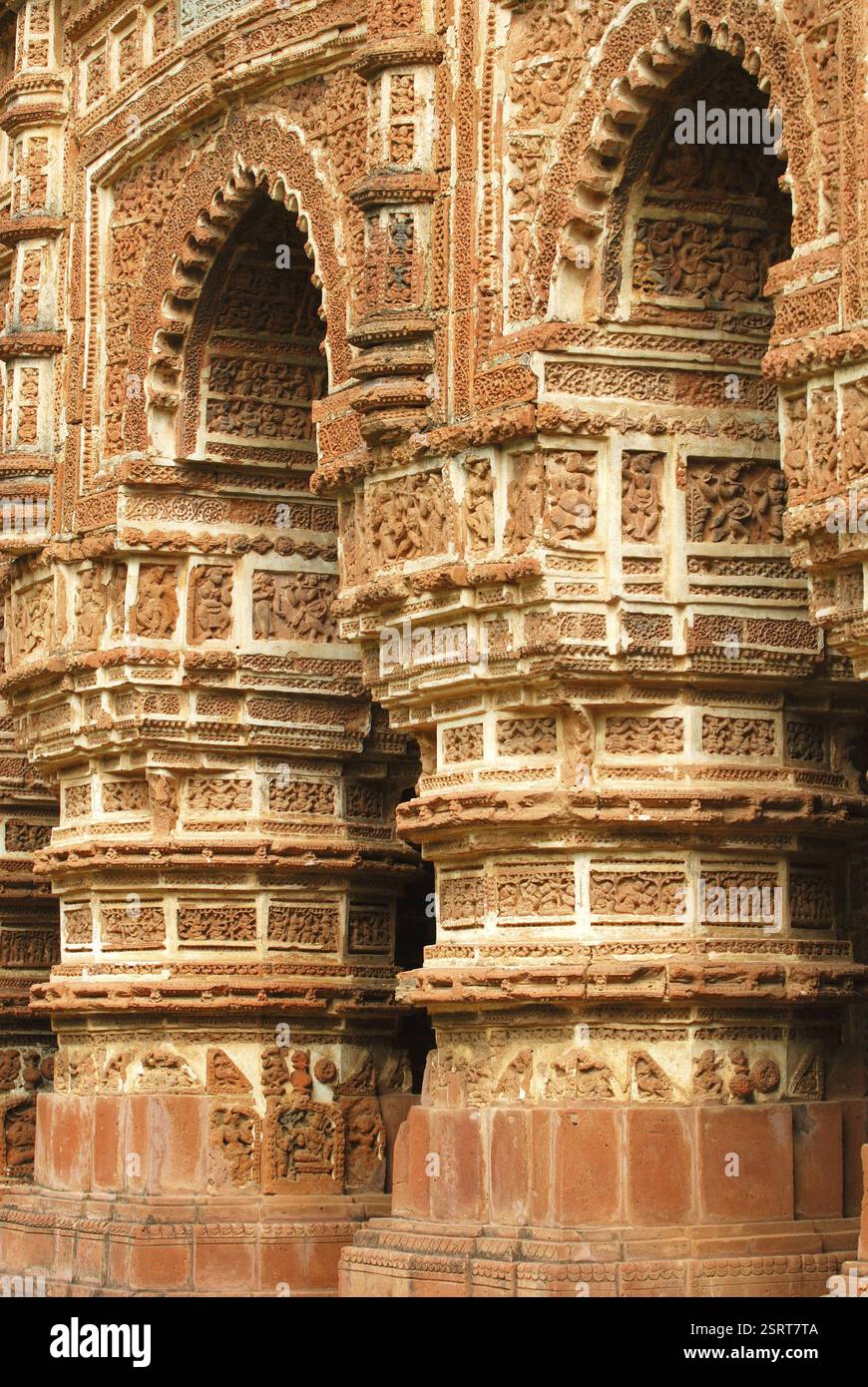 Terracotta artworks of Shyamrai temple panels made of burnt clay shows ...