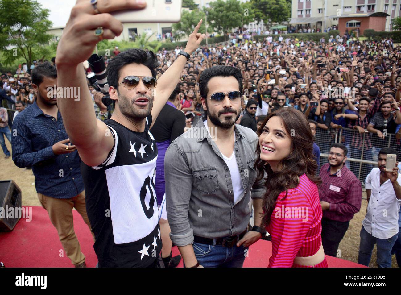 Bollywood actors Gaurav Arora, Emraan Hashmi and Kriti Kharbanda during ...