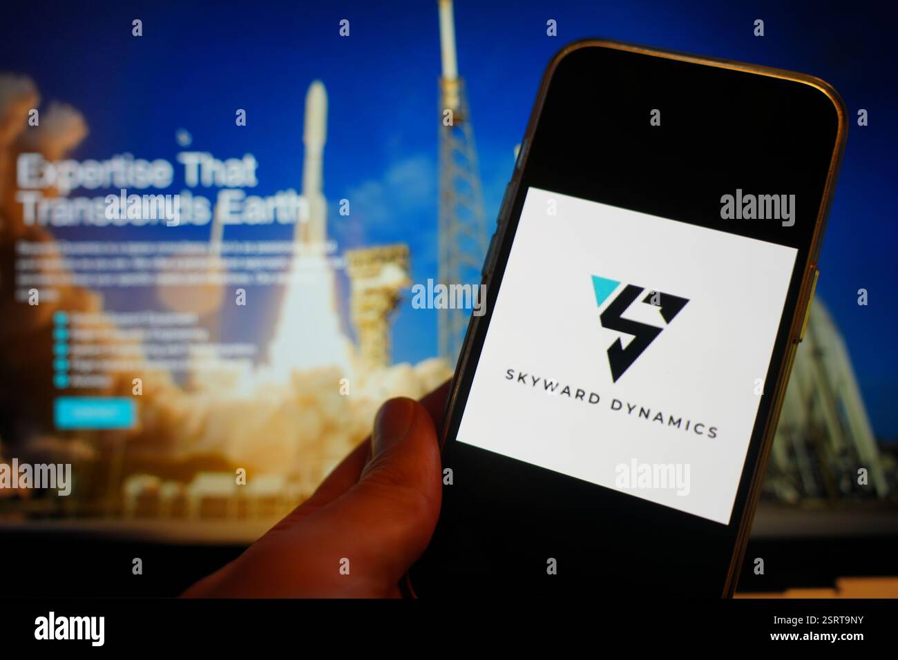 Roosendaal, The Netherlands - February 16, 2025: A mobile phone displaying the logo of Skyward ...