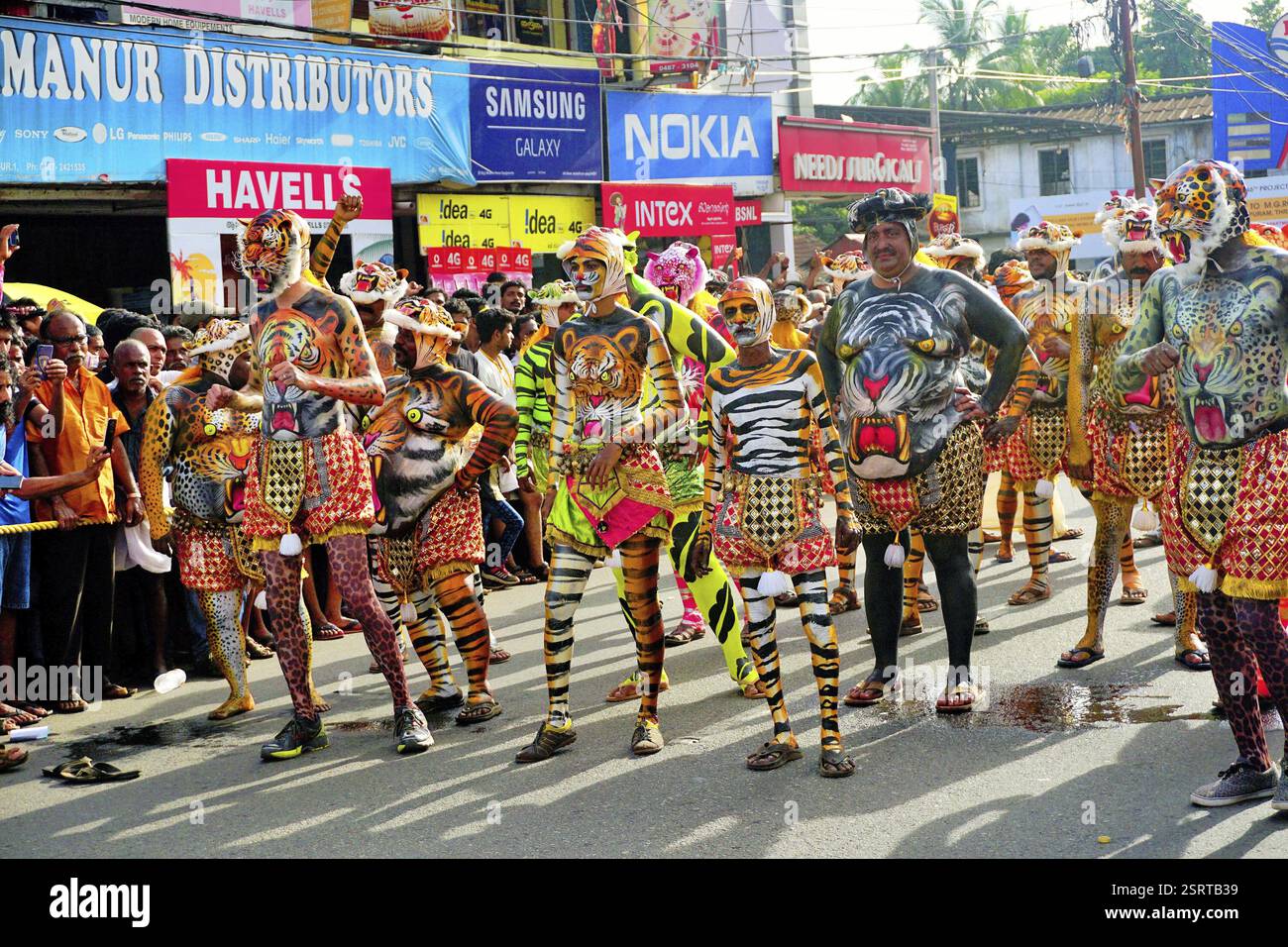 Pulikali Tiger Dance procession, Onam festival, Thrissur, Kerala, India ...