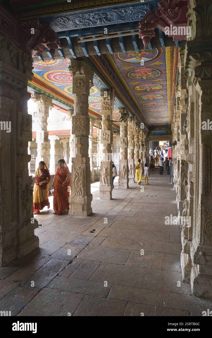 Pillared corridor in meenakshi temple, Madurai, Tamil Nadu, India, Asia ...