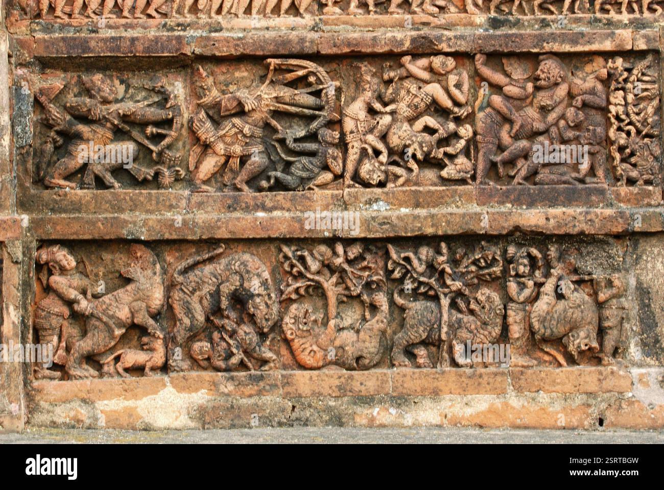 Terracotta artworks of Jor Bangla temple panels made of burnt clay ...