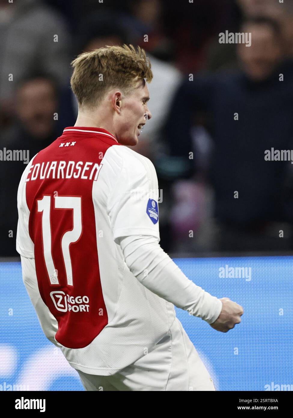 AMSTERDAM - Oliver Edvardsen of Ajax celebrates 3-0 during the Dutch ...