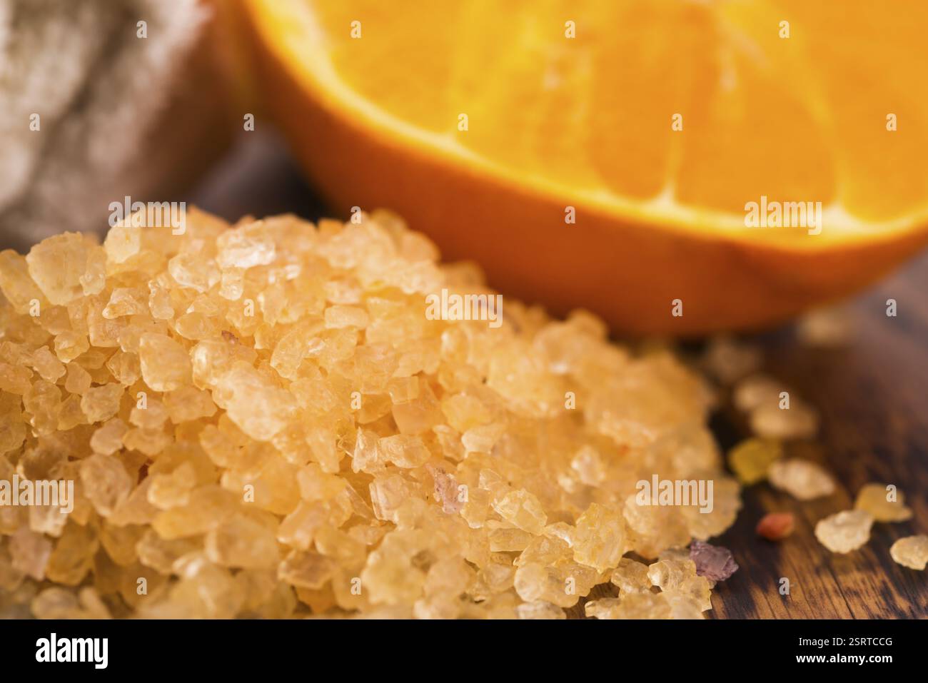 Orange bath salt and fruits Stock Photo - Alamy