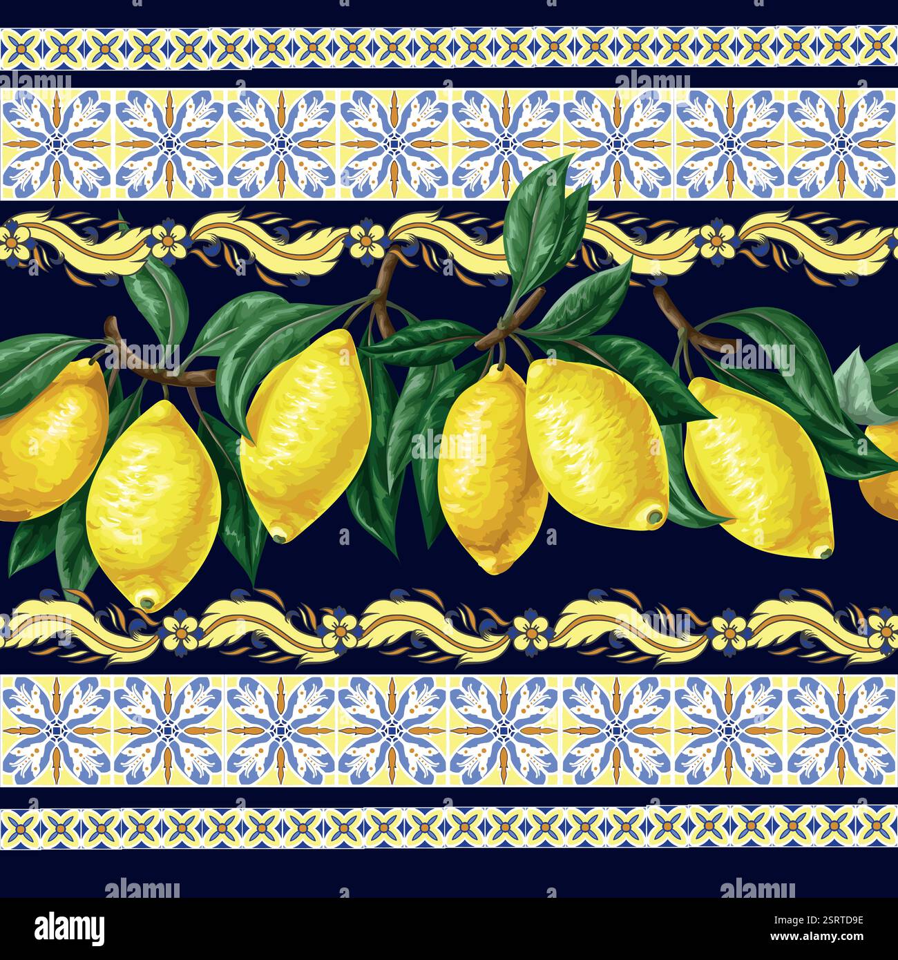 Blue majolica tile Stock Vector Images - Alamy