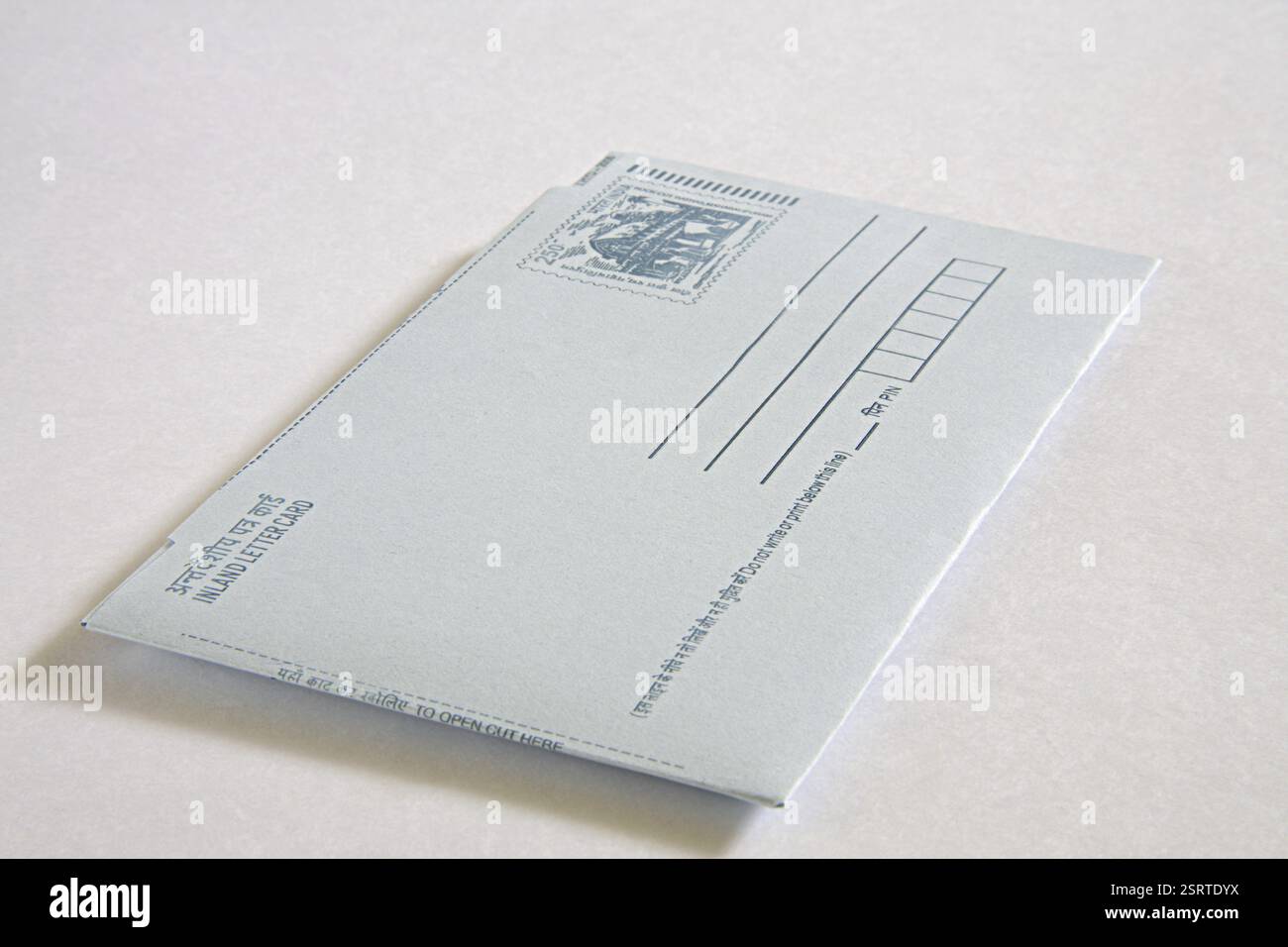 Concept, antardeshiya patra inland letter card on white background ...