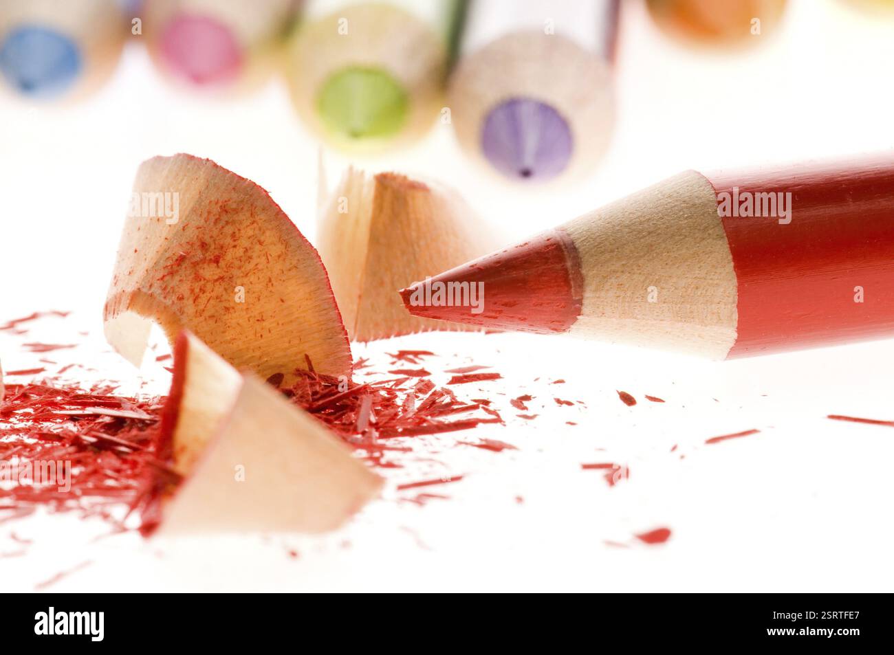 Sharpened pencils and wood shavings, poland Stock Photo - Alamy