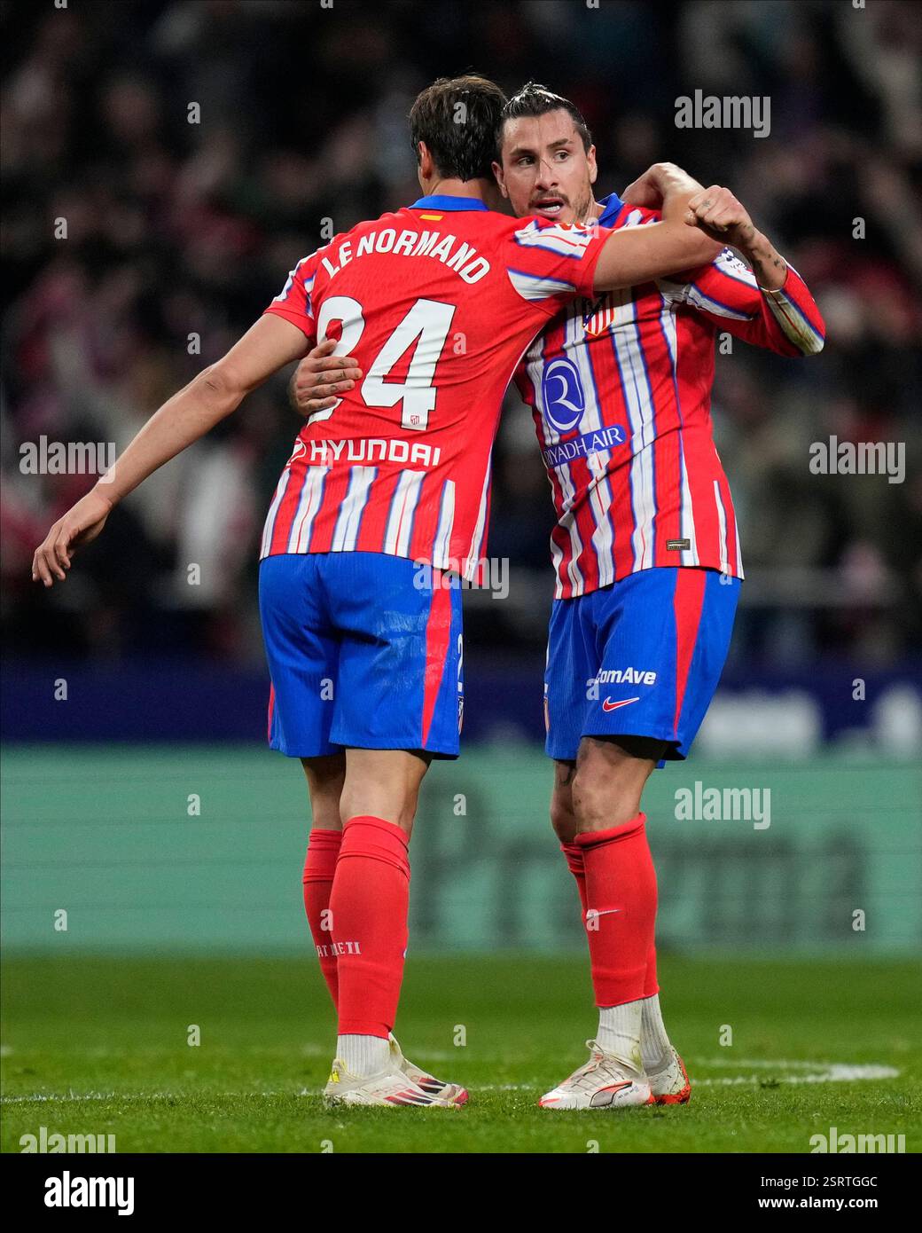 Madrid, Spain. 15th Feb, 2025. Jose Gimenez and Robin Le Normand of ...